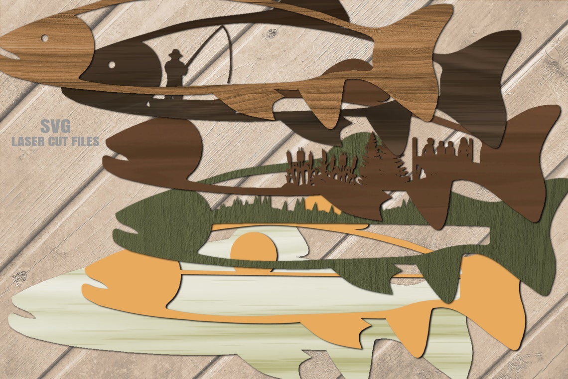Fishing SVG Laser Cut Files Fish SVG Lake SVG Camping - Etsy Canada