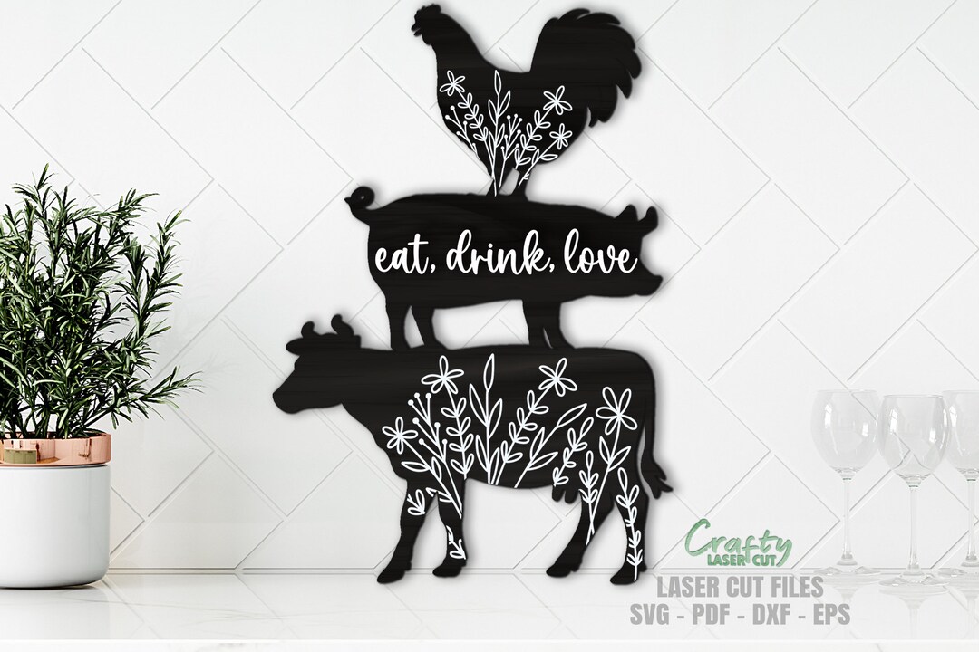 Cow Pig Chicken SVG - Laser Cut Files - Cow SVG - Pig SVG - Chicken Svg ...