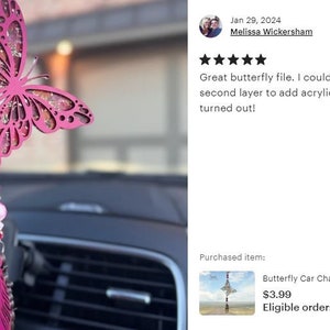 Butterfly Car Charm SVG Laser Cut Files: Boho Feather Ornament SVG, Glowforge - Etsy