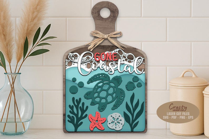 Coastal Charcuterie Board SVG Laser Cut Files: Sea Turtle Cutting Board ...