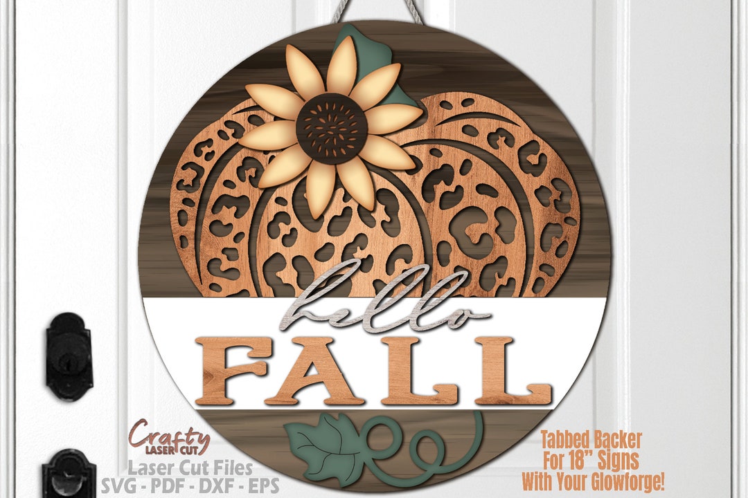 Fall Door Hanger SVG Laser Cut Files Leopard Print SVG Pumpkin SVG ...