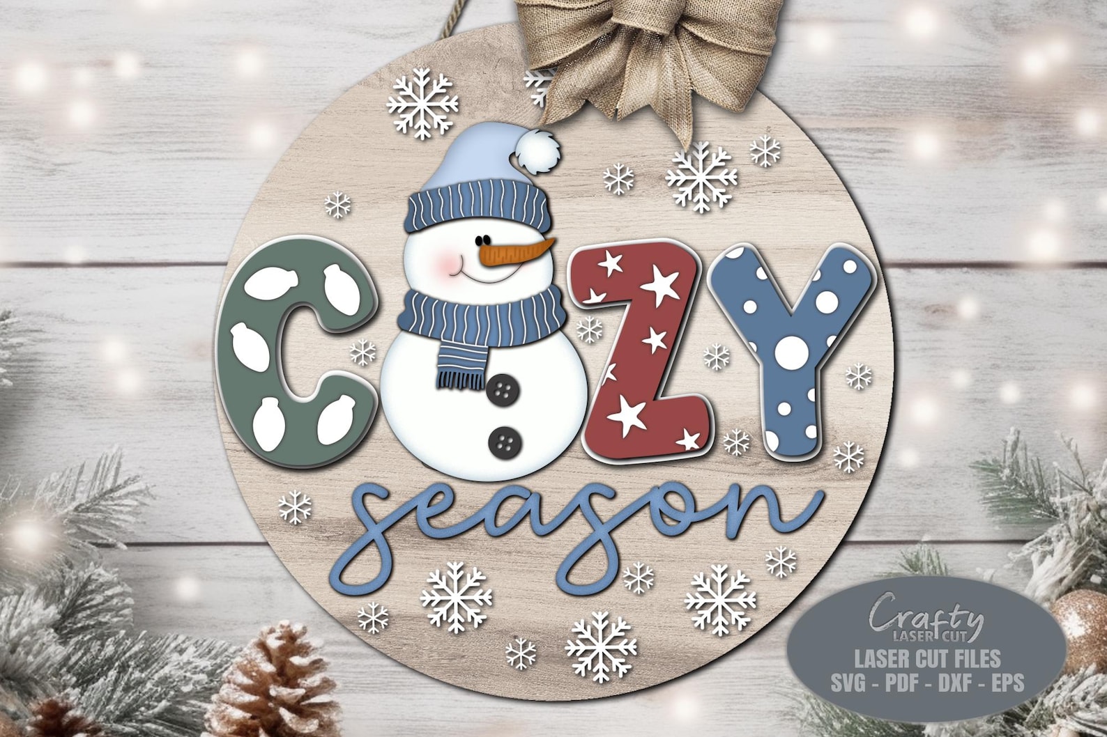 Snowman Door Hanger Sign SVG: Christmas Welcome Sign for Glowforge ...