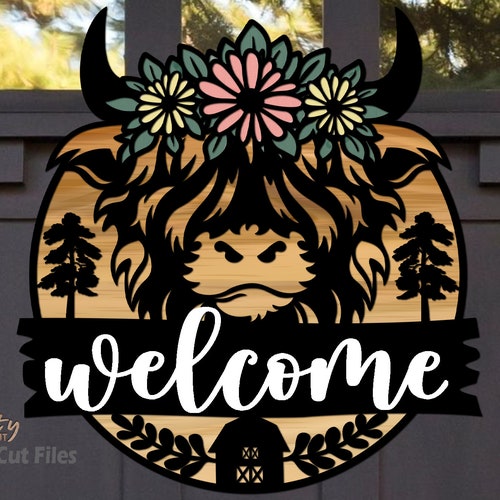 Cow Welcome Sign DXF CNC Dxf File for Laser SVG File for - Etsy Canada