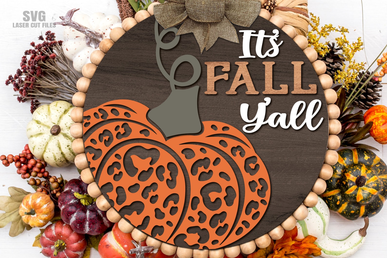 Fall Door Hanger SVG Laser Cut Files Leopard Print Pumpkin - Etsy