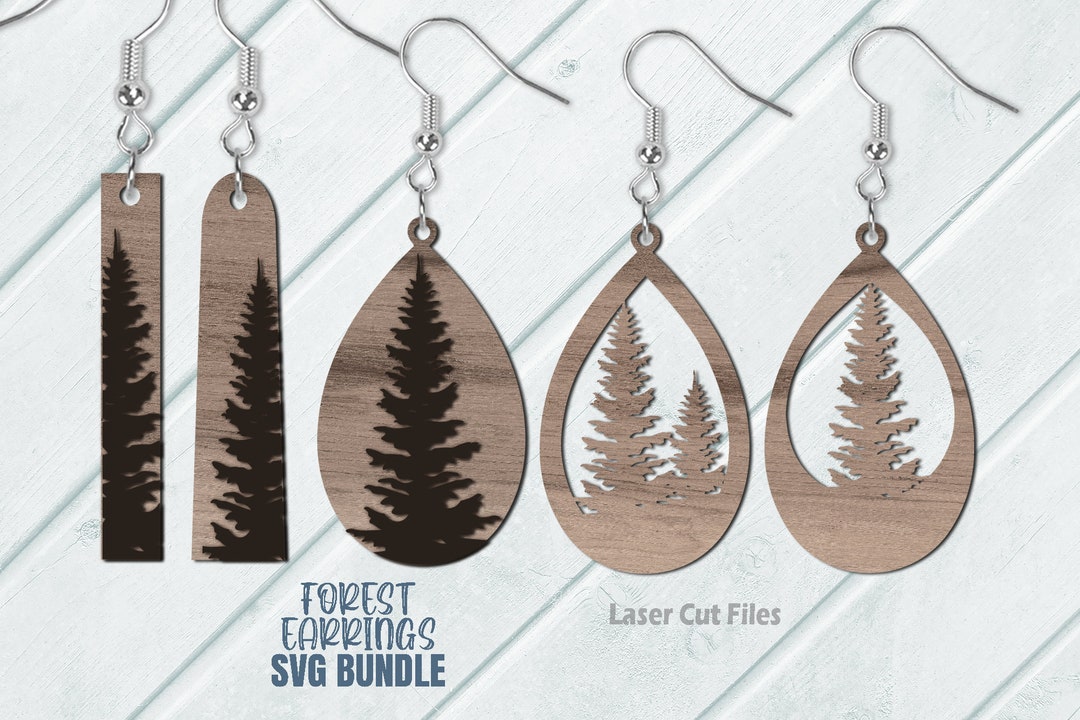 Forest Earring SVG Bundle Laser Cut Files Forest SVG Pine Tree Svg ...