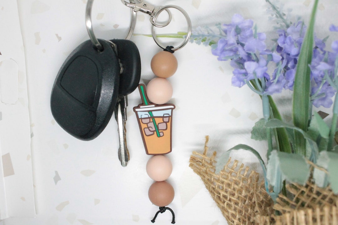 Iced Coffee Silicone Beaded Keychain, Coffee Keychain, Coffee Lovers ...