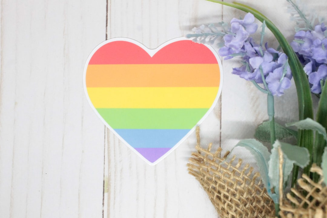 Rainbow Heart Sticker, Rainbow Sticker, Heart Sticker, Valentine's Day ...