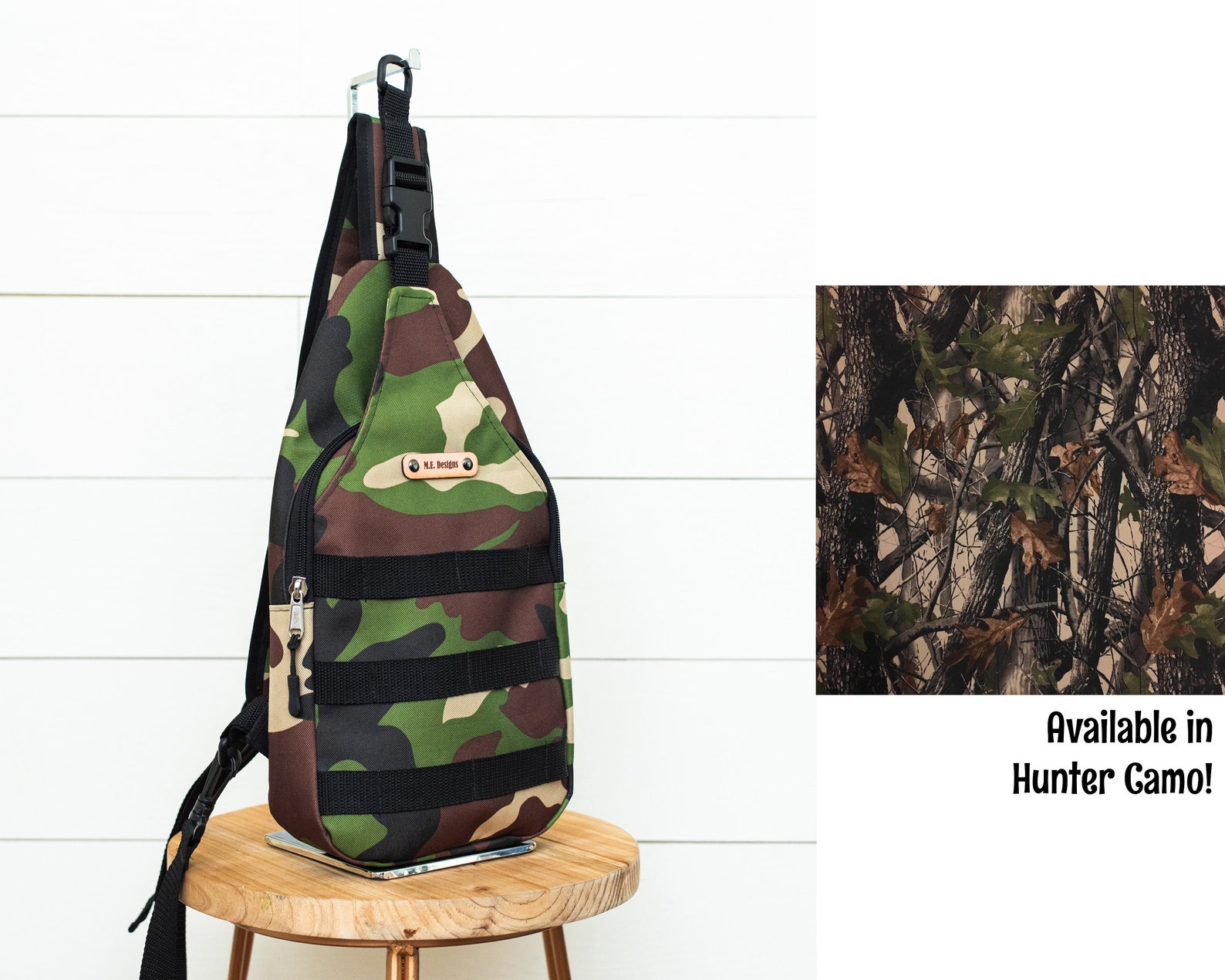 Men Camo Waterproof Canvas Sling Backpack Bag, Daily Sling Pack for Men ...