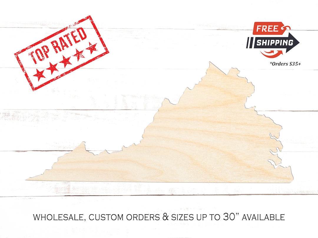 Virginia Wood Cutout, State of Virginia Crafting Blanks, Unfinished ...