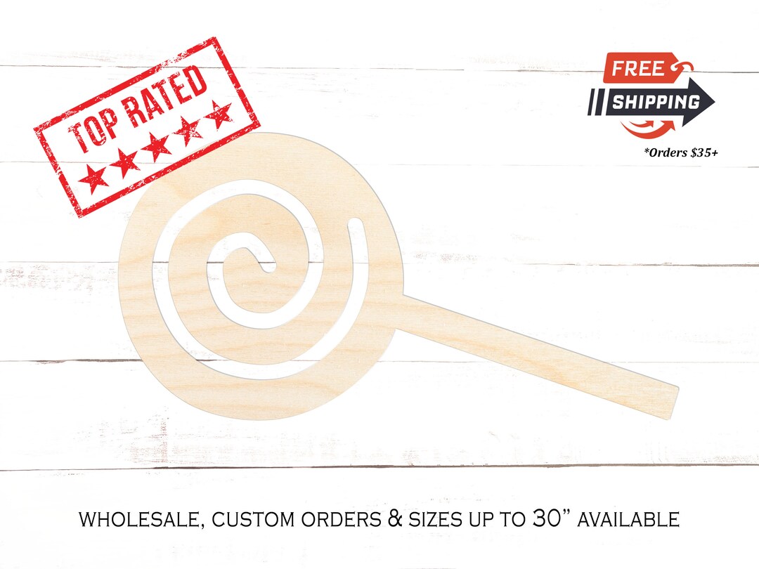 Lollipop Candy Cutout, Candy Shaped Crafting Blanks, Unfinished Wooden ...