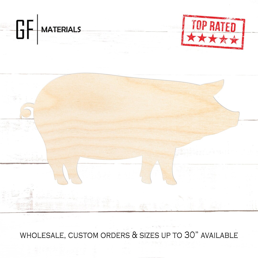 Pig Wood Cutout, Laser Cut Pig Shape, Pig Crafting Blanks, Unfinished ...