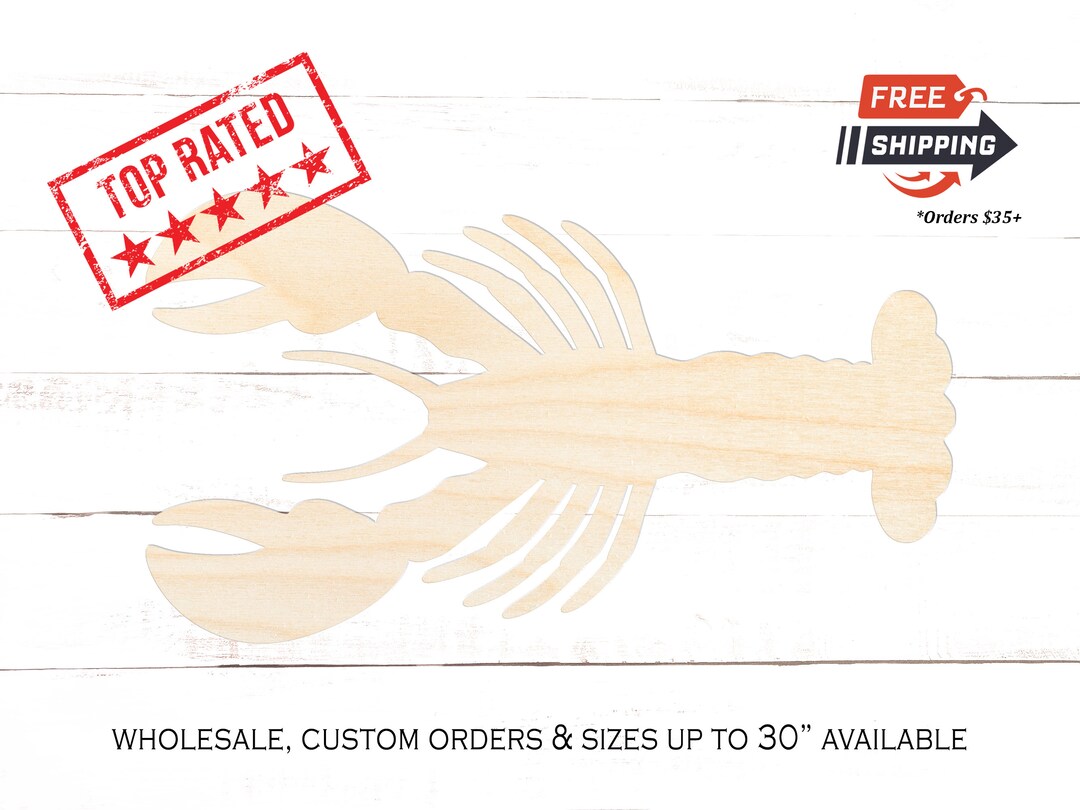 Lobster Wood Cutout, Lobster Crafting Blanks, Unfinished Wooden Lobster ...