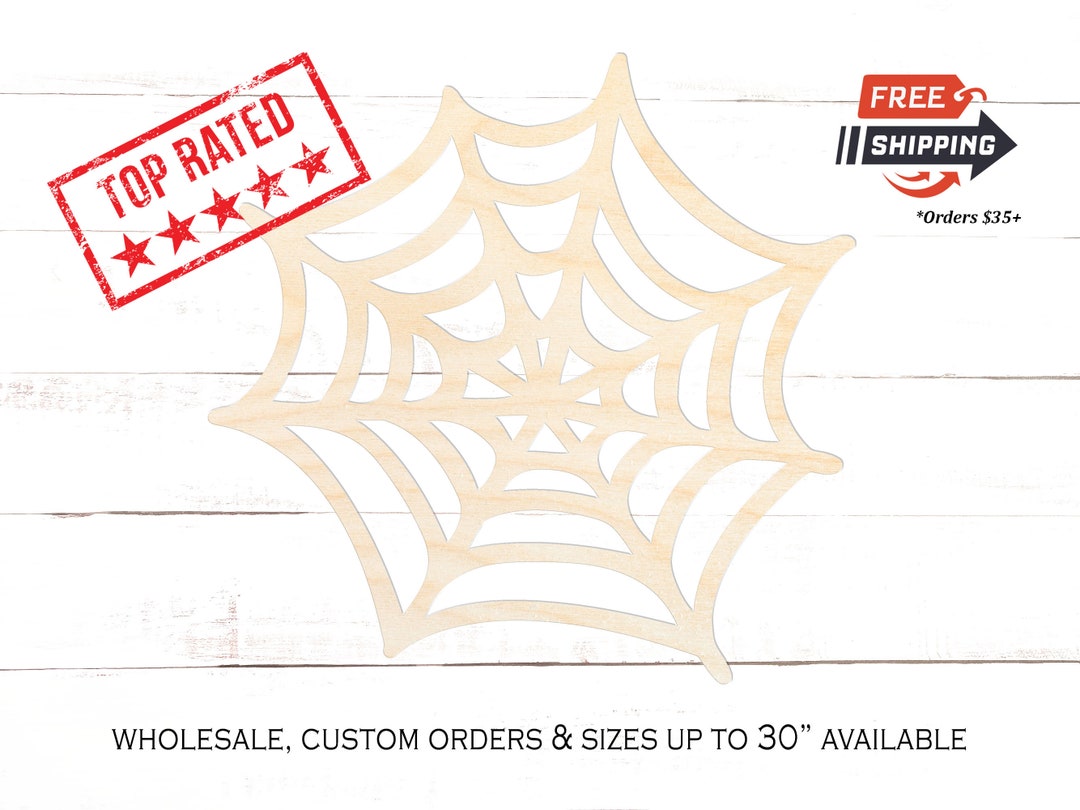 Spider Web Wood Cutout, Halloween Crafting Blanks, Unfinished Wooden ...