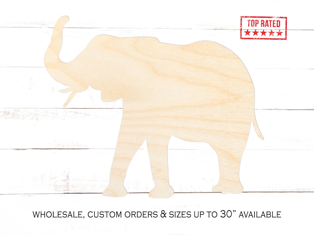 Elephant Wood Cutout, Elephant Crafting Blanks, Unfinished Wooden ...