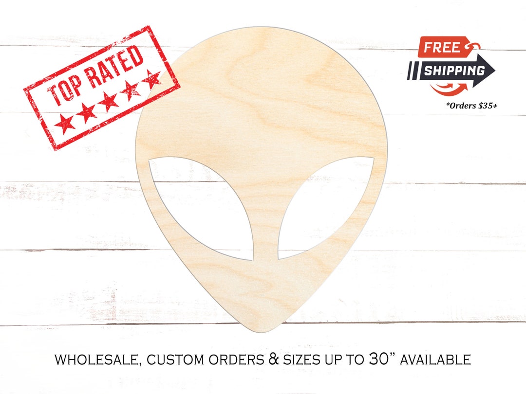 Alien Head Wood Cutout, Alien Head Crafting Blanks, Unfinished Wooden ...