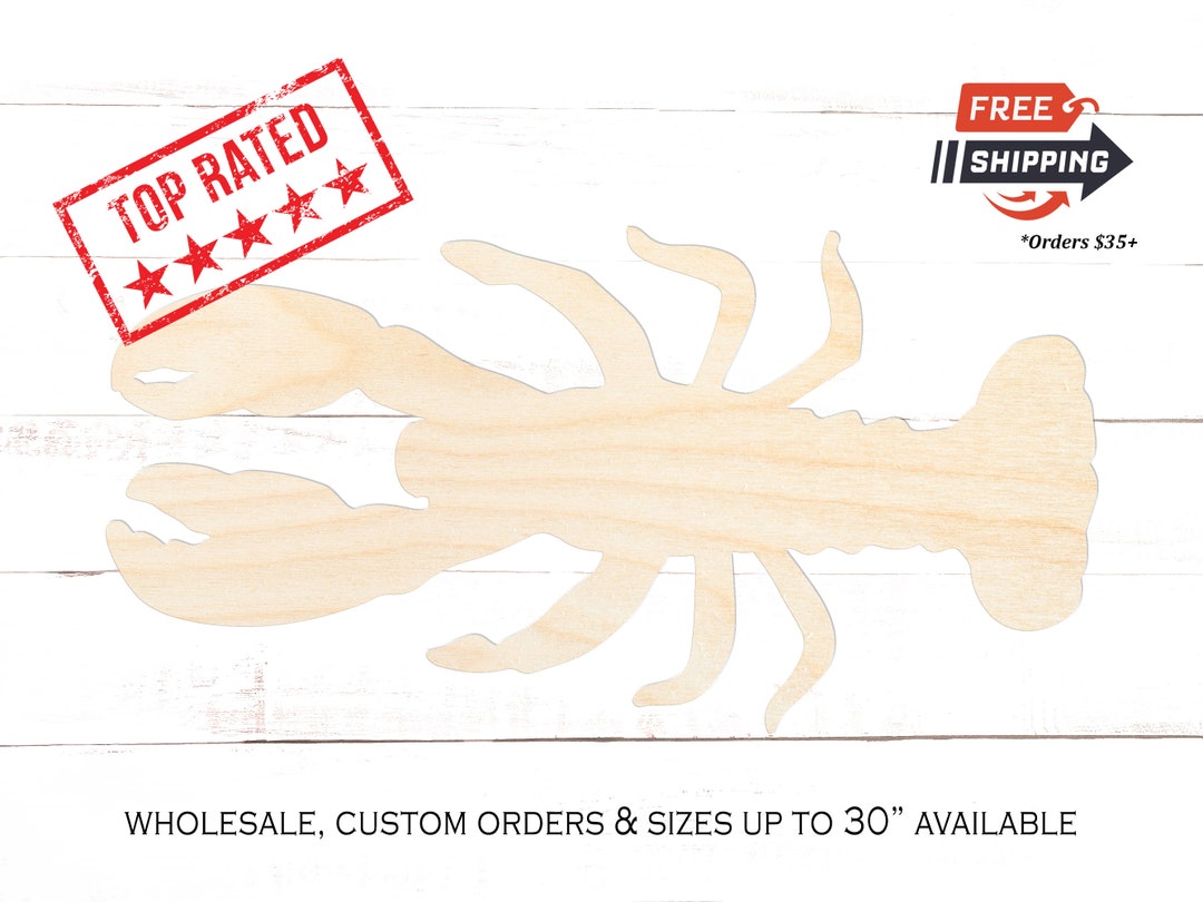 Lobster Wood Cutout, Lobster Crafting Blanks, Unfinished Wooden Lobster ...