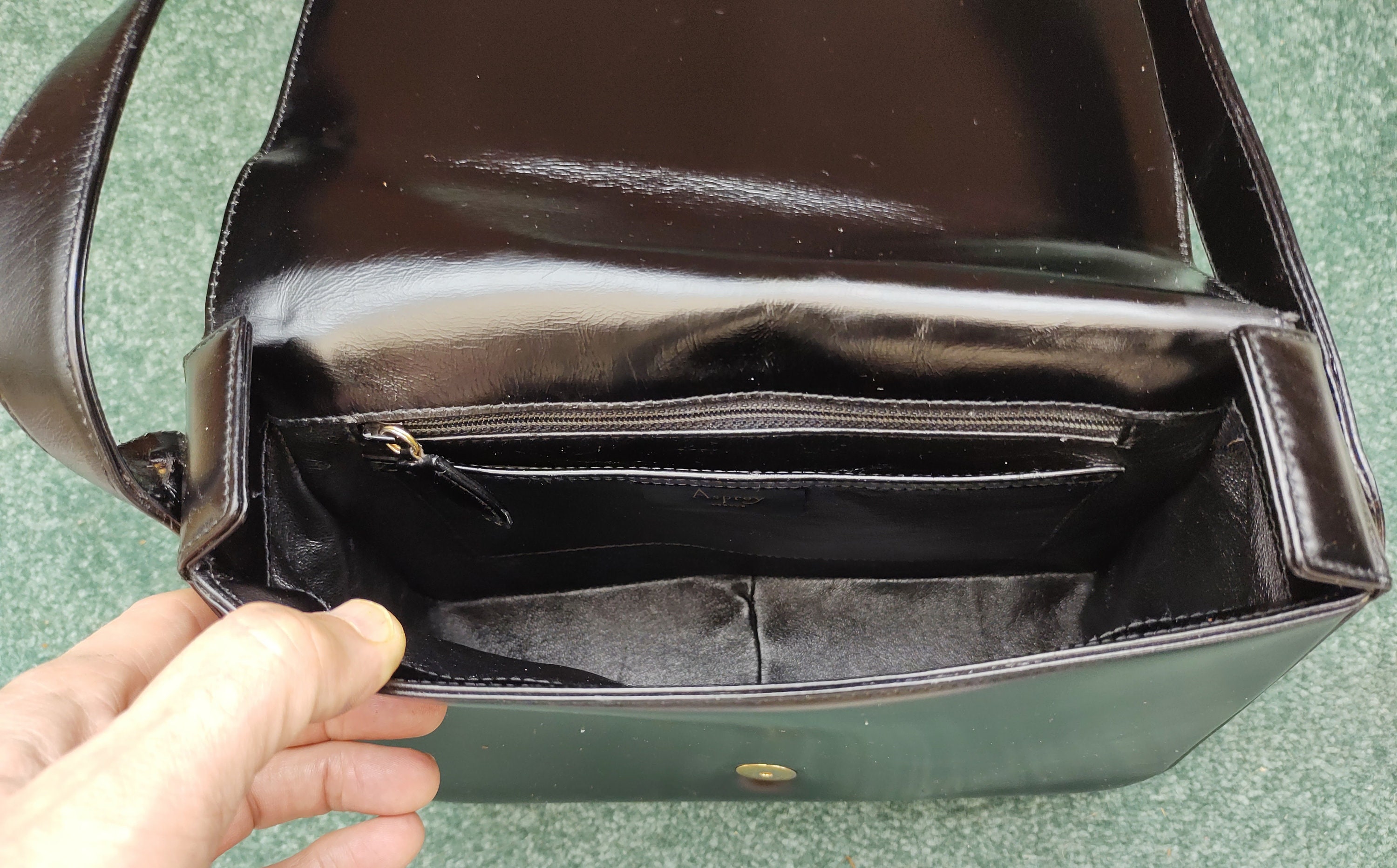 Genuine ASPREY LONDON Vintage (1980s) Black Leather Handbag / Shoulder ...