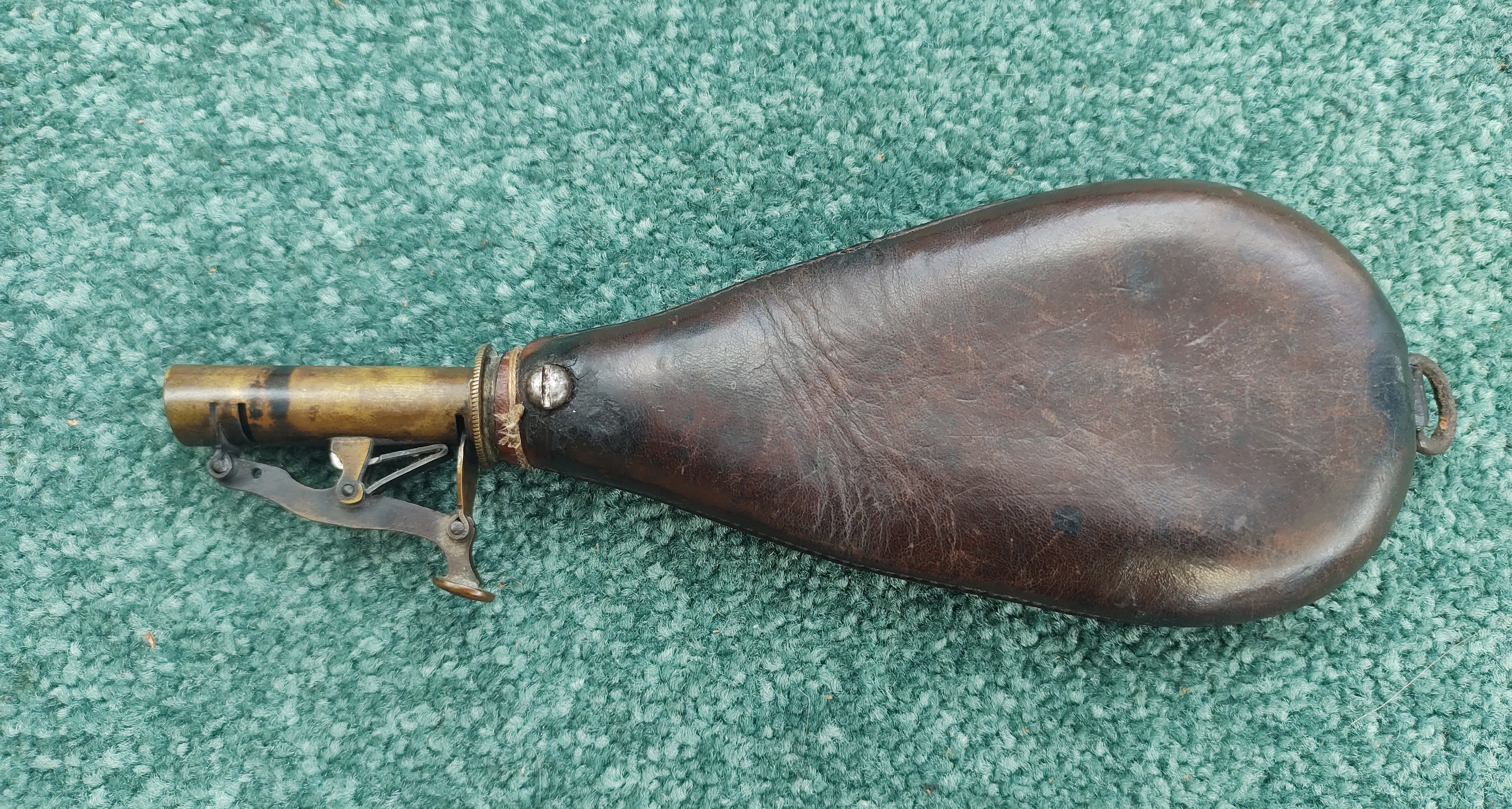 Antique Leather Powder / Shot Flask pouch With Brass Feeder Spout - Etsy UK