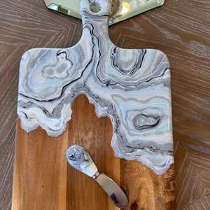 White Cheeseboard Grey Cheese Board Charcuterie Gift Set W/ - Etsy