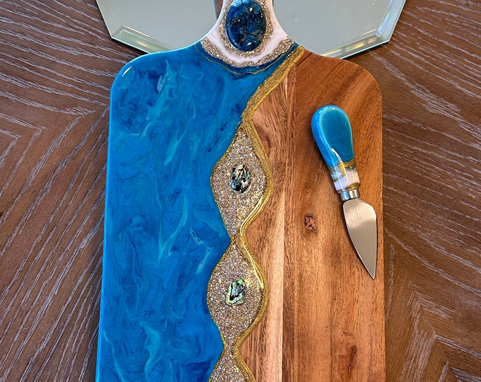 Blue & Gold Cheeseboard, Cheese Board, Charcuterie Board Gift Set, W ...