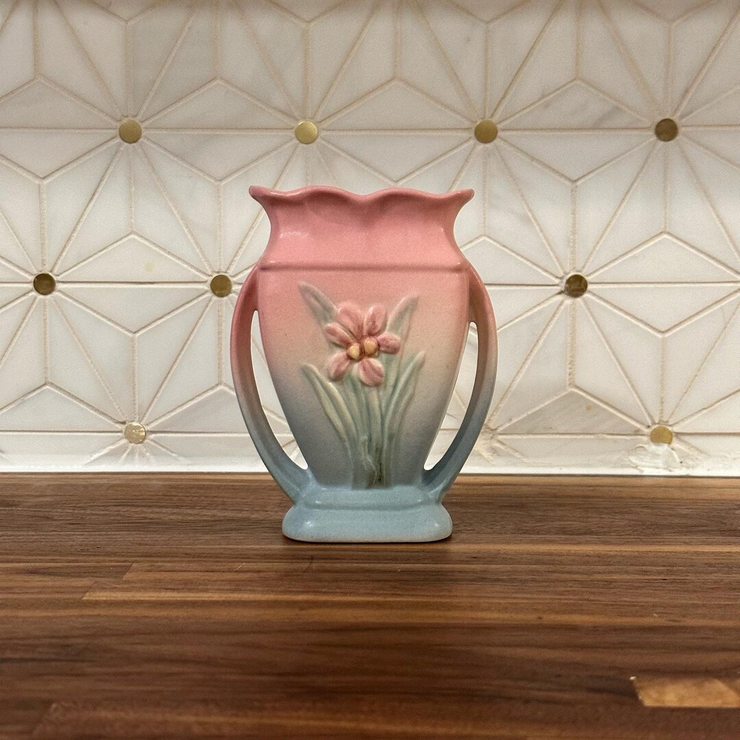 Hull Pink Blue Hombre Vase, Floral Oval - Etsy