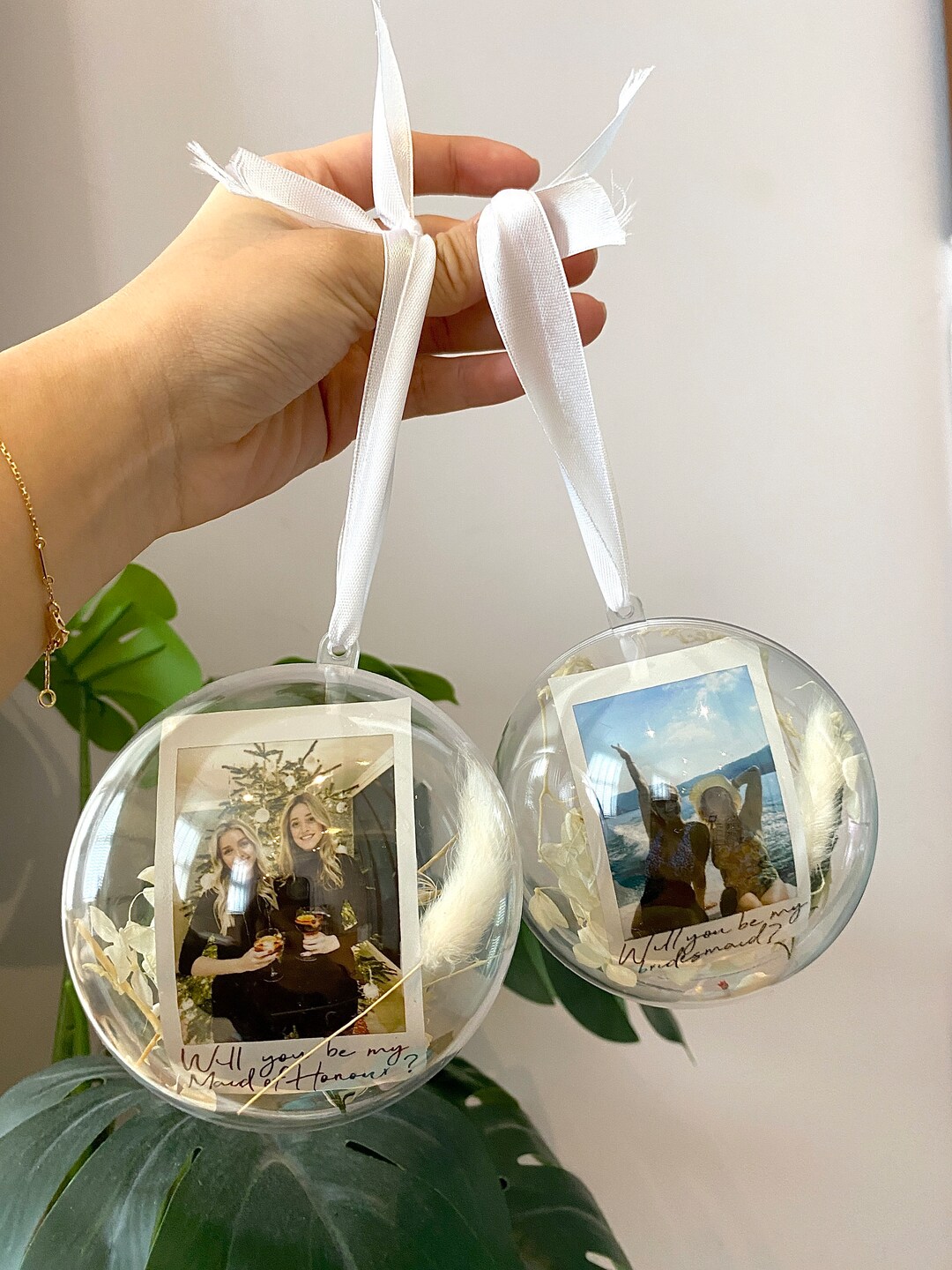 Personalised Polaroid Photo Card Bauble Christmas Bauble Decoration ...