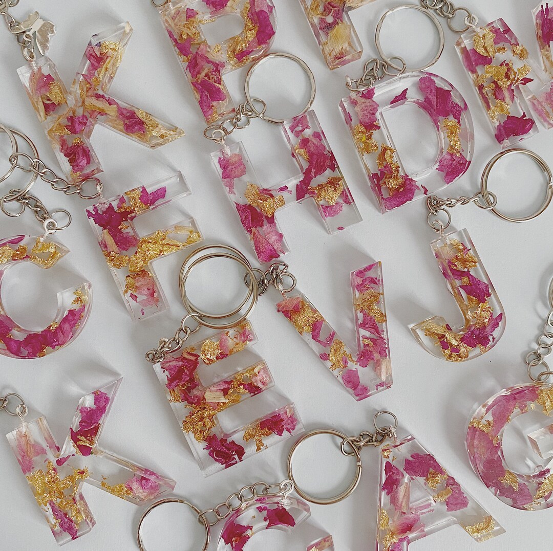 Handmade Petal Personalised Custom Initial Letter Key Ring Keychain ...