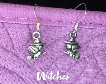Halloween New Sterling Silver 3D Witch Hat & Cat Dangle Drop Earrings 5.85g - Etsy