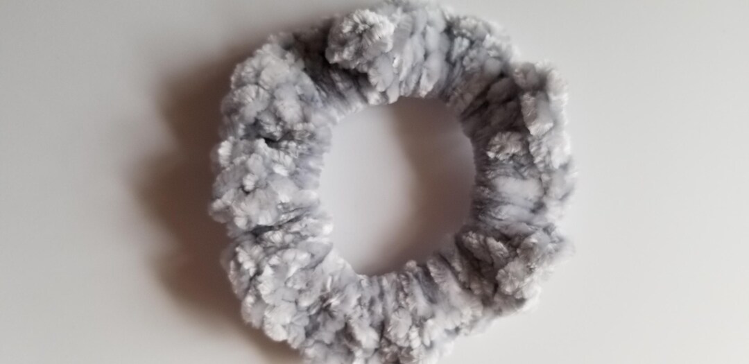 The MINI Velvet Scrunchie | Gray | Handmade Crochet Hair Ties - Etsy