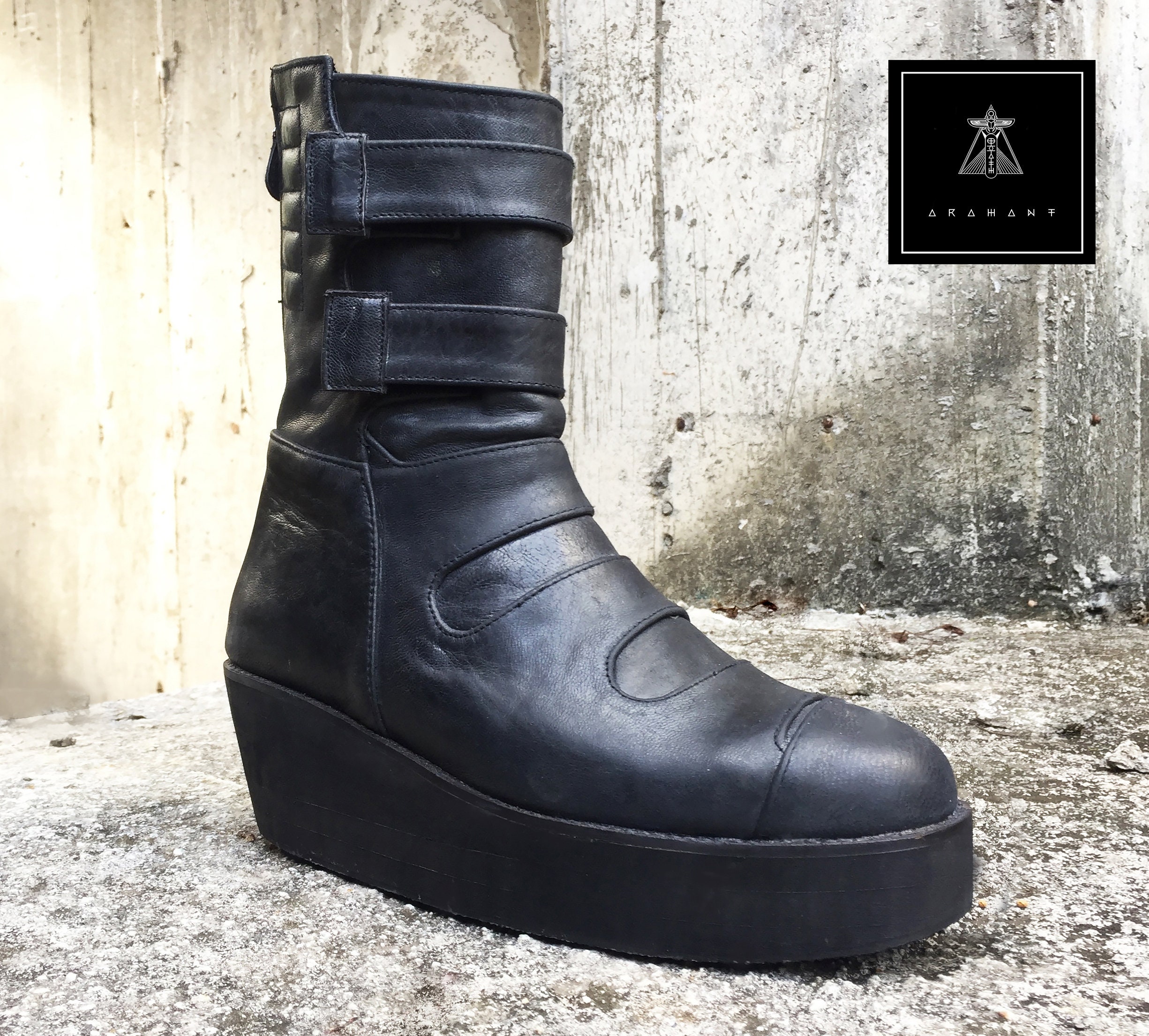 Leather Boot Handmade Boot Ankle Boot Avant Garde Design - Etsy