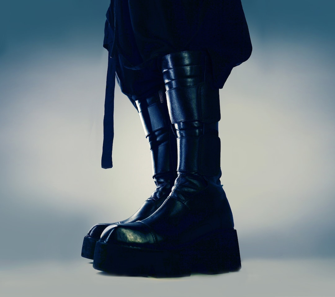 Knee High Handmade Leather Platform Boot - Avant Garde Footwear ...