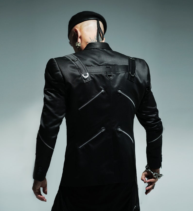 Punk Suit Jacket With Zip and Hardware Additions Avant Garde - Etsy