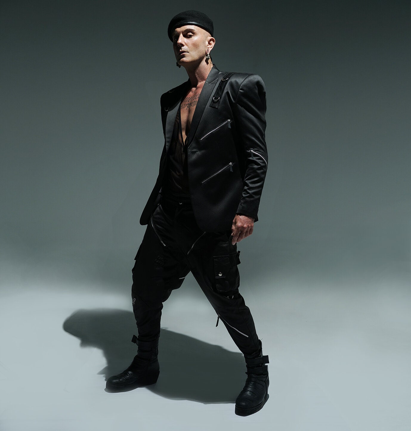 Punk Suit Jacket With Zip and Hardware Additions Avant Garde Single ...