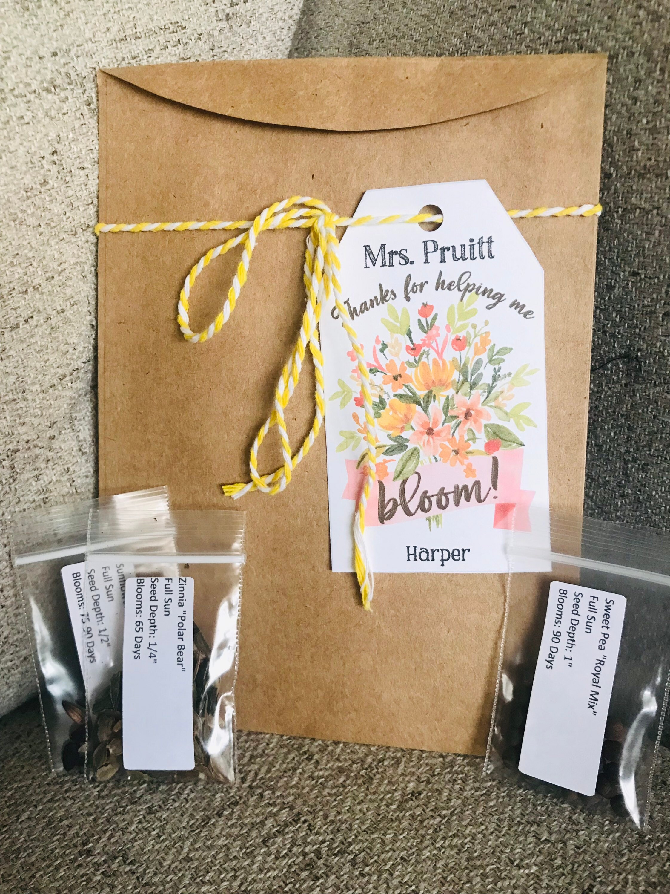 Teacher Gift Flower Seeds Mothers Day Gift. Easy to Grow Custom Seeds ...