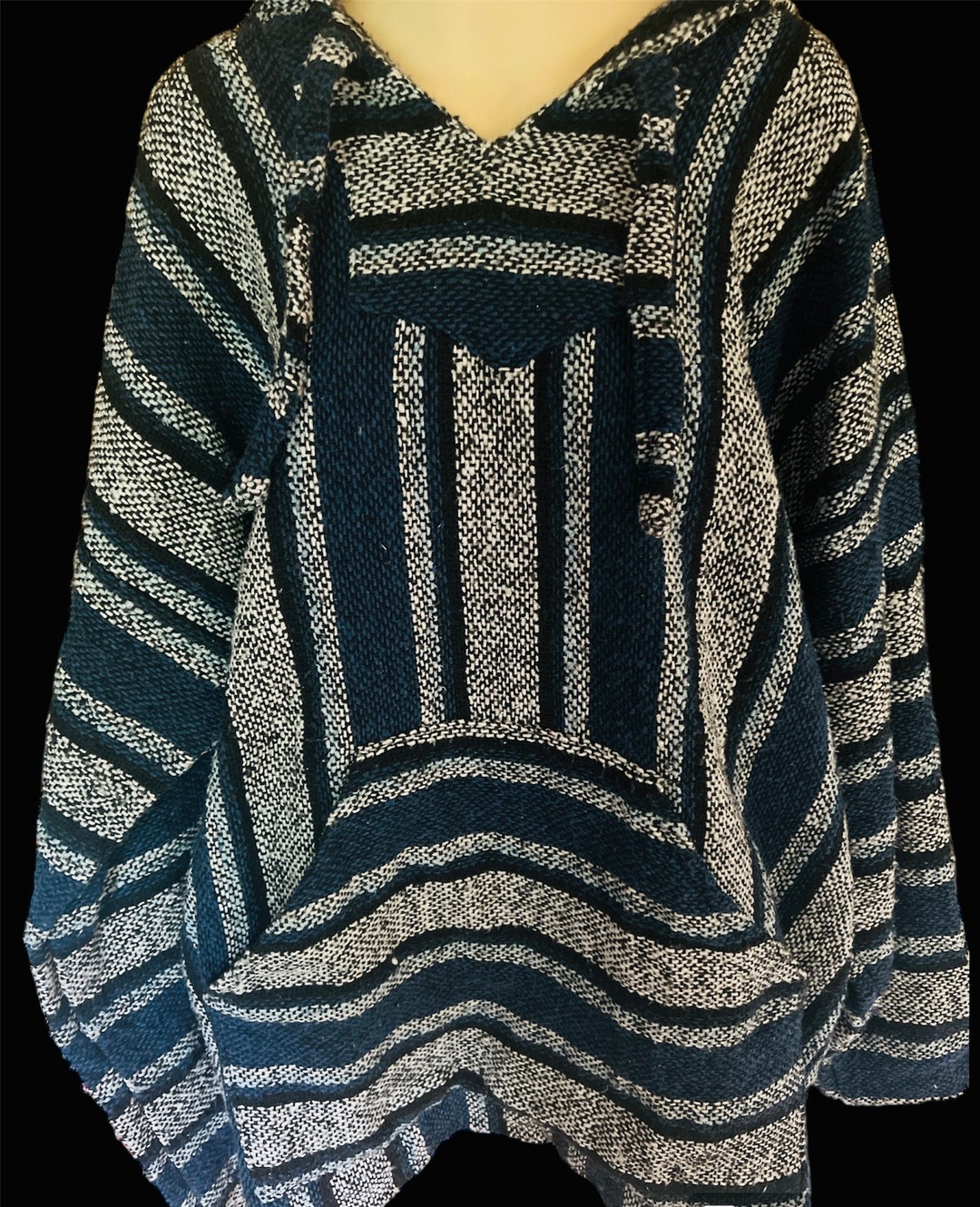 Baja Mexican Hoodie Drug Rug Pullover Vintage Sz 2XL - Etsy