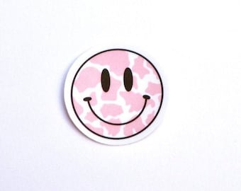 Pink Cow Print Smiley Face Svg - Etsy