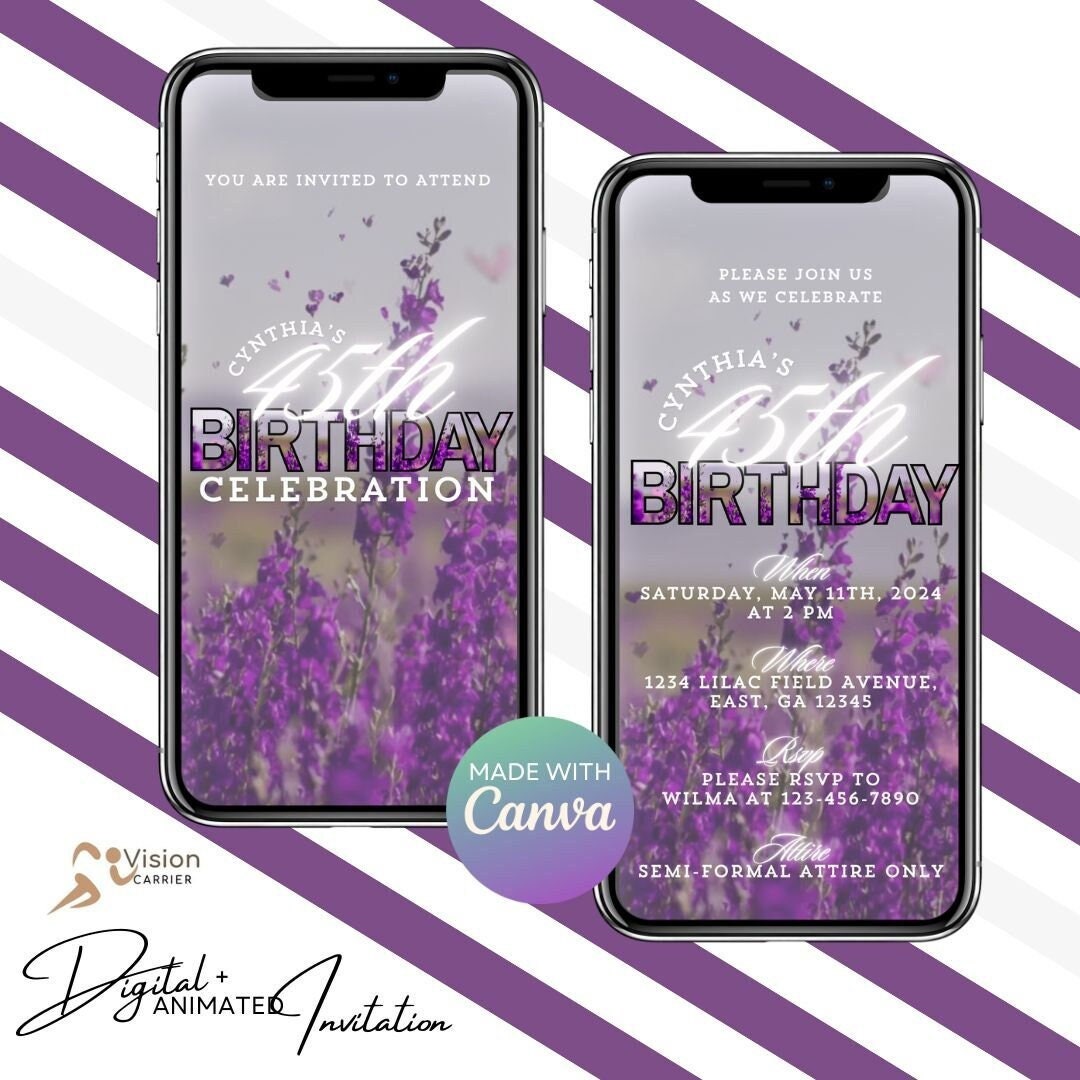 Digital Editable Birthday Flower Invitation Announcement Template - Etsy