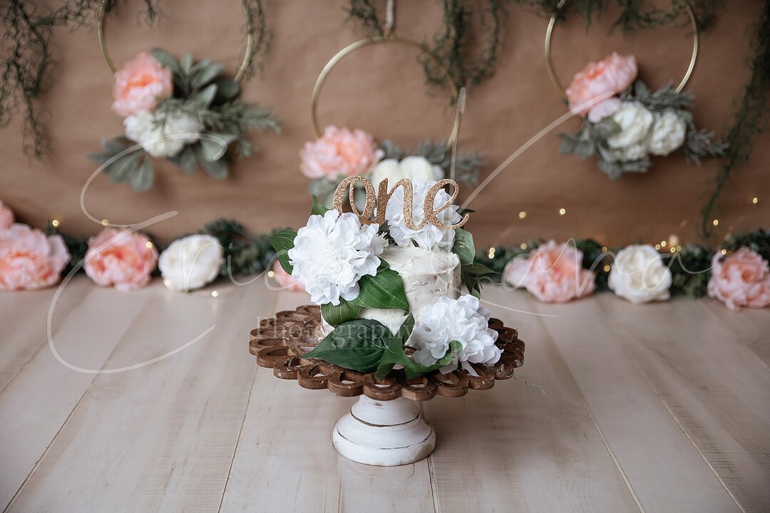 Floral Cake Smash Digital Backdrop - Etsy