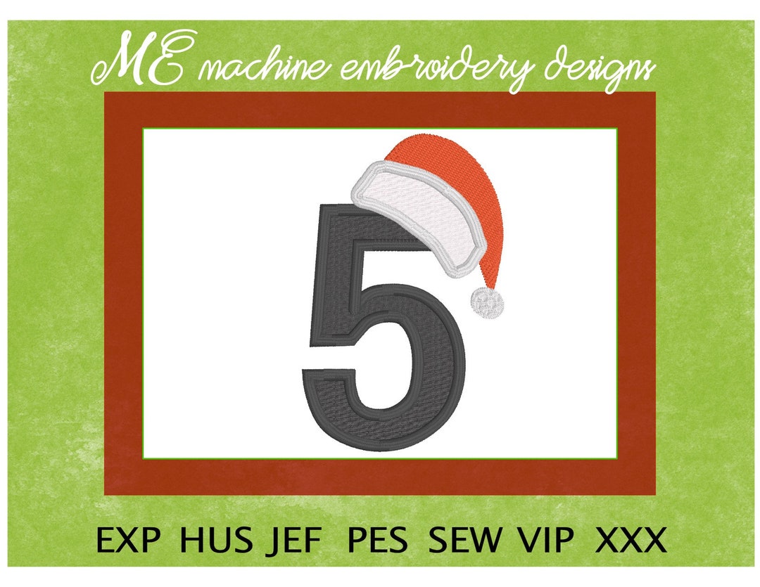 Applique Number 5 Embroidery Design, Christmas Design, Machine ...
