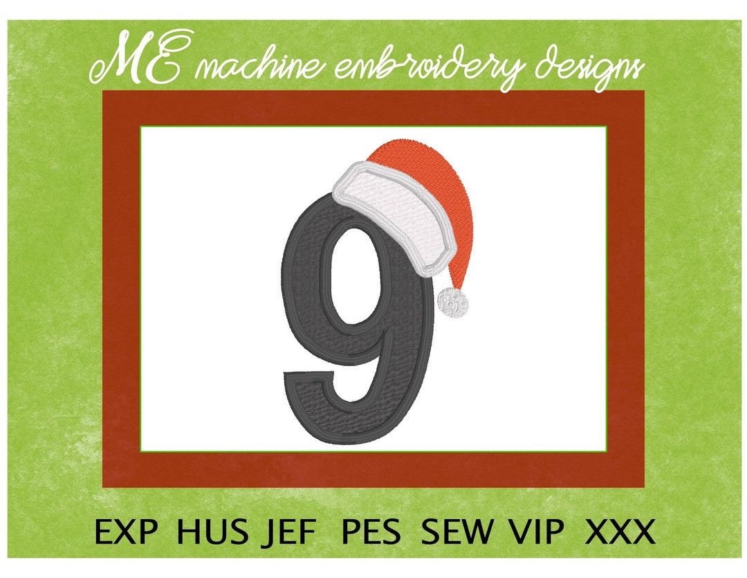 Applique Embroidery Design, Christmas Design, Number 9, Machine ...