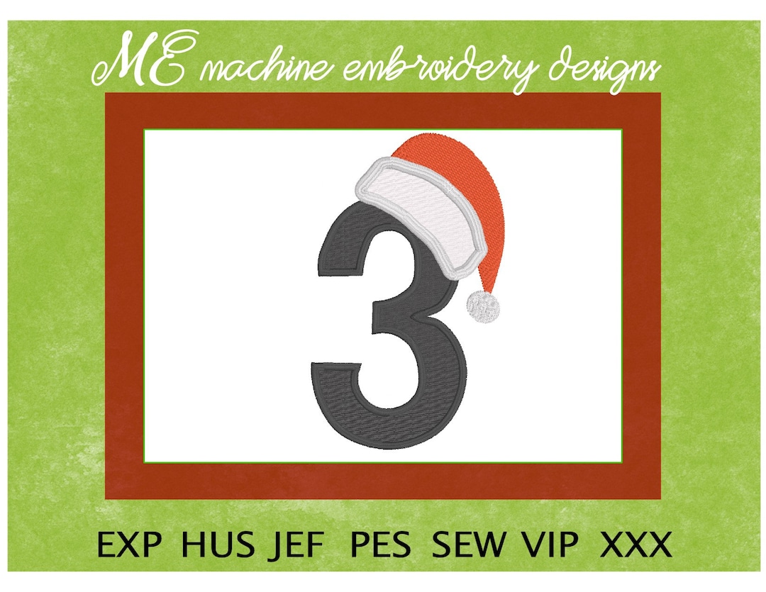 Applique Number 3 Embroidery Design, Christmas Design, Machine ...