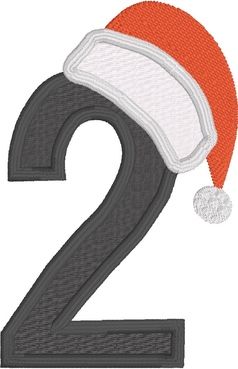 Applique Number 2 Embroidery Design, Christmas Design, Machine ...