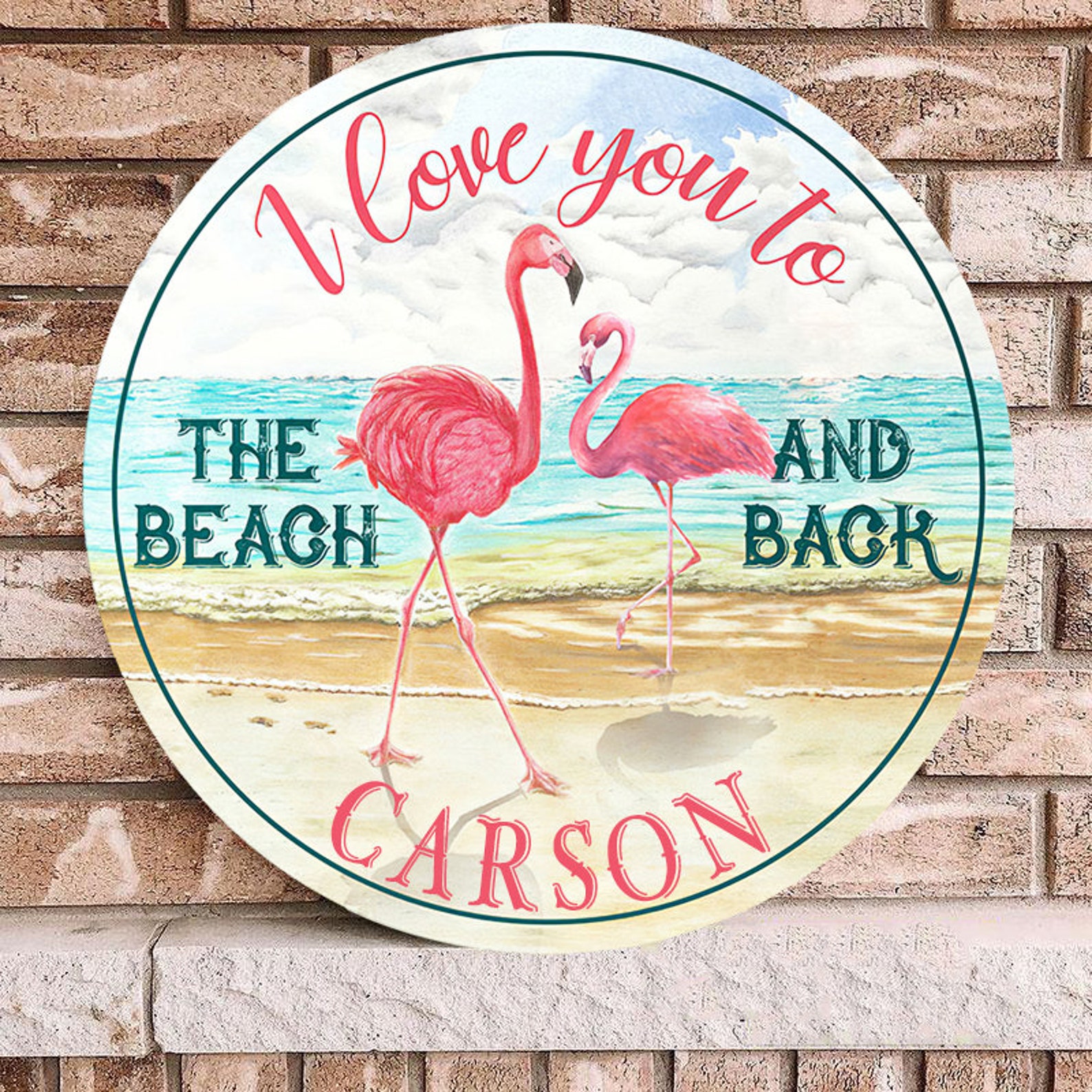 Personalized Wood Sign Flamingo Sign I Love You To The Beach | Etsy