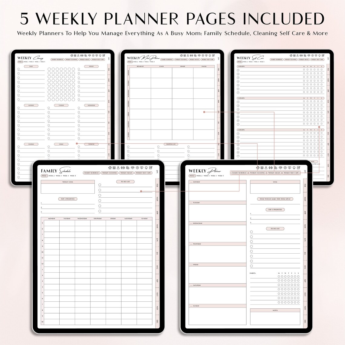 2024 2025 Mom Life Digital Planner , Undated, Daily, Weekly, Monthly ...