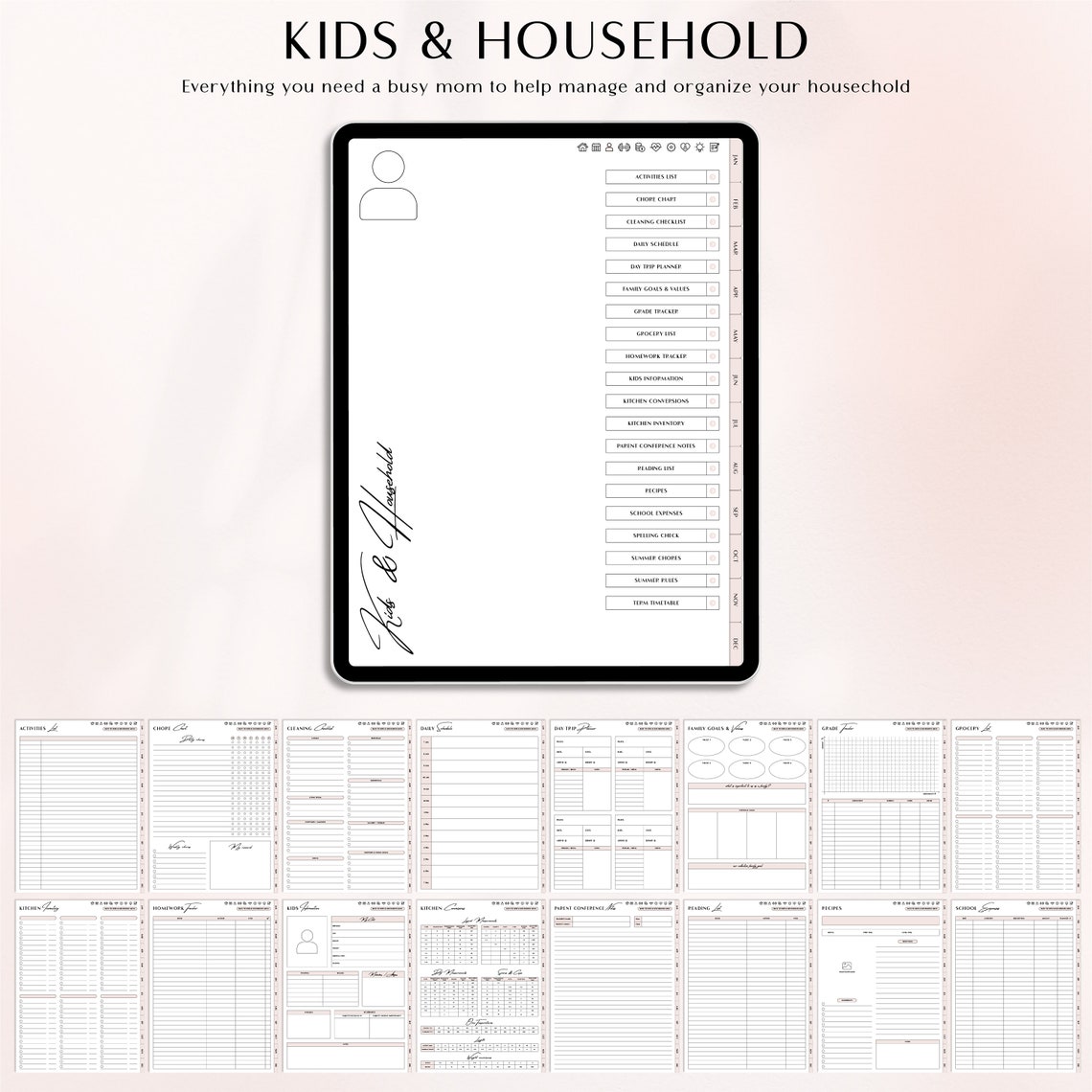 2024 2025 Mom Life Digital Planner , Undated, Daily, Weekly, Monthly ...