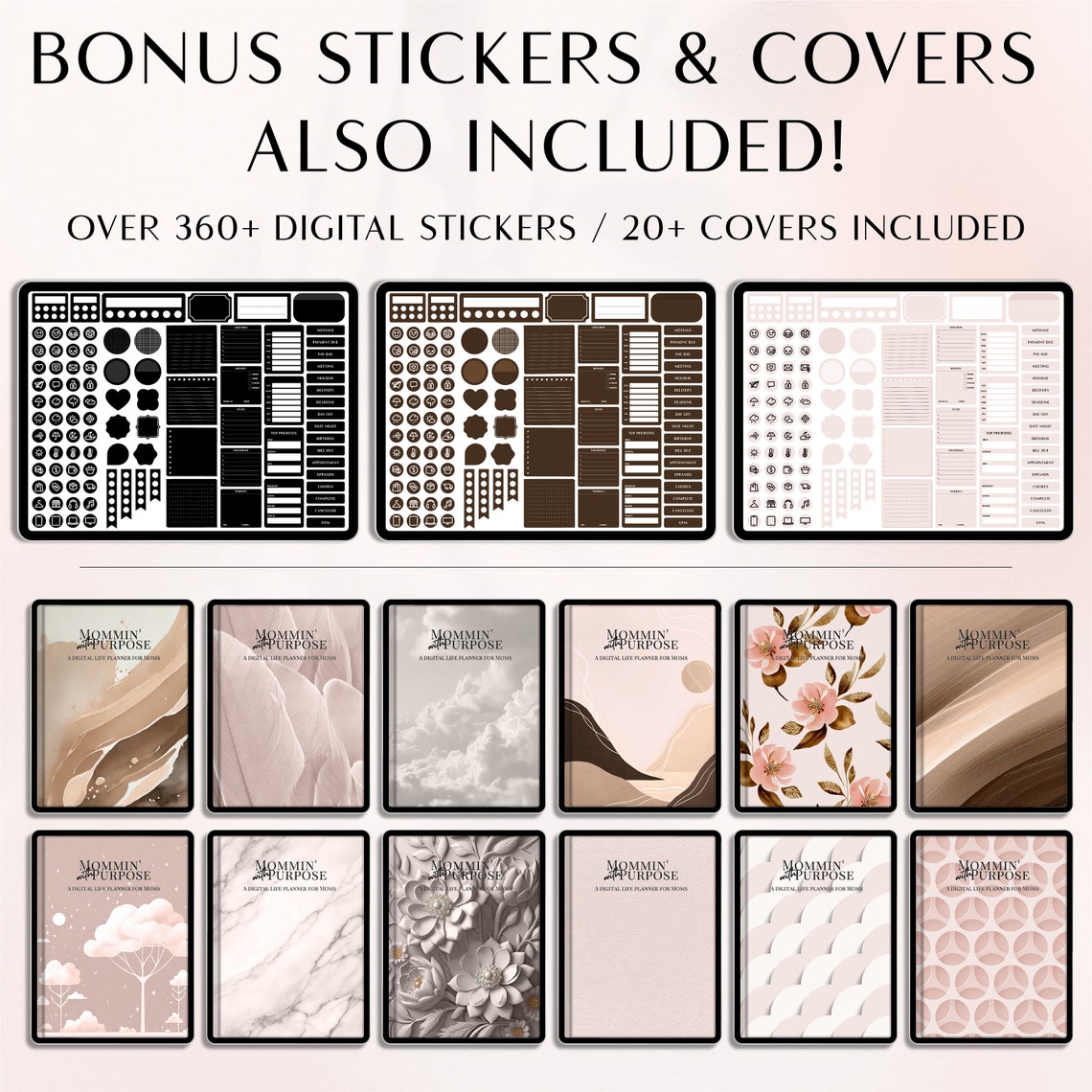 2024 2025 Mom Life Digital Planner , Undated, Daily, Weekly, Monthly ...