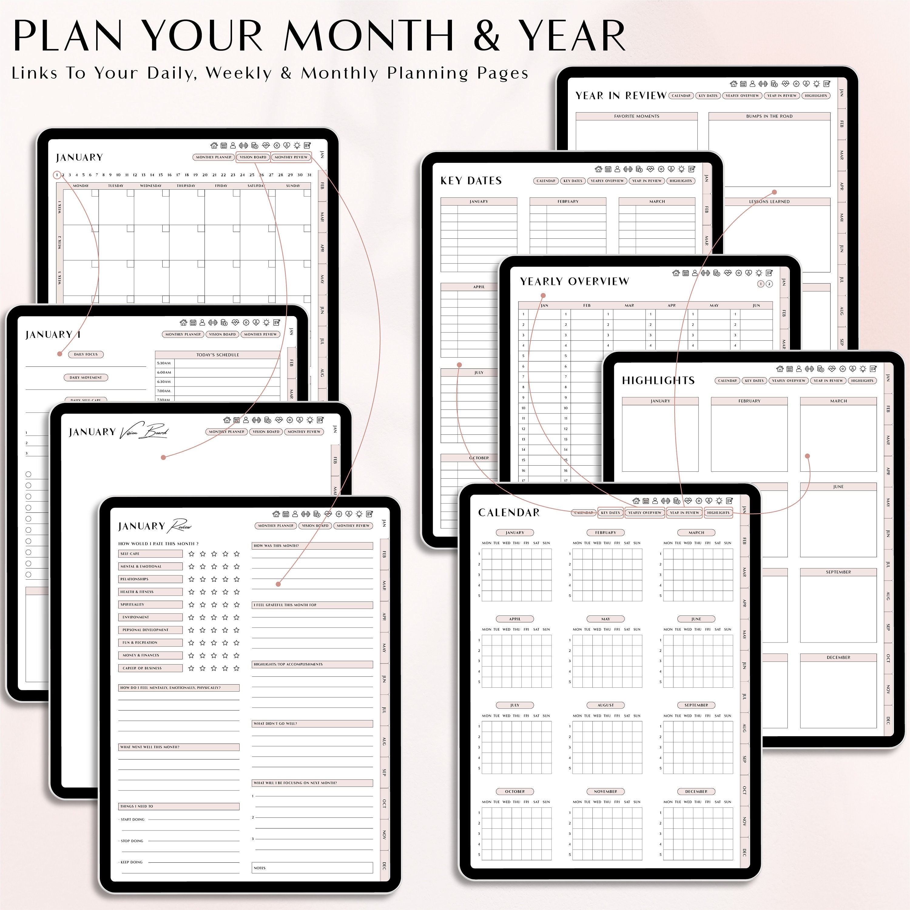 2024 2025 Mom Life Digital Planner , Undated, Daily, Weekly, Monthly ...