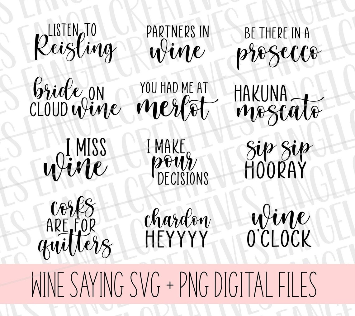 Wine Sayings Digital File Bundle SVG PNG - Etsy