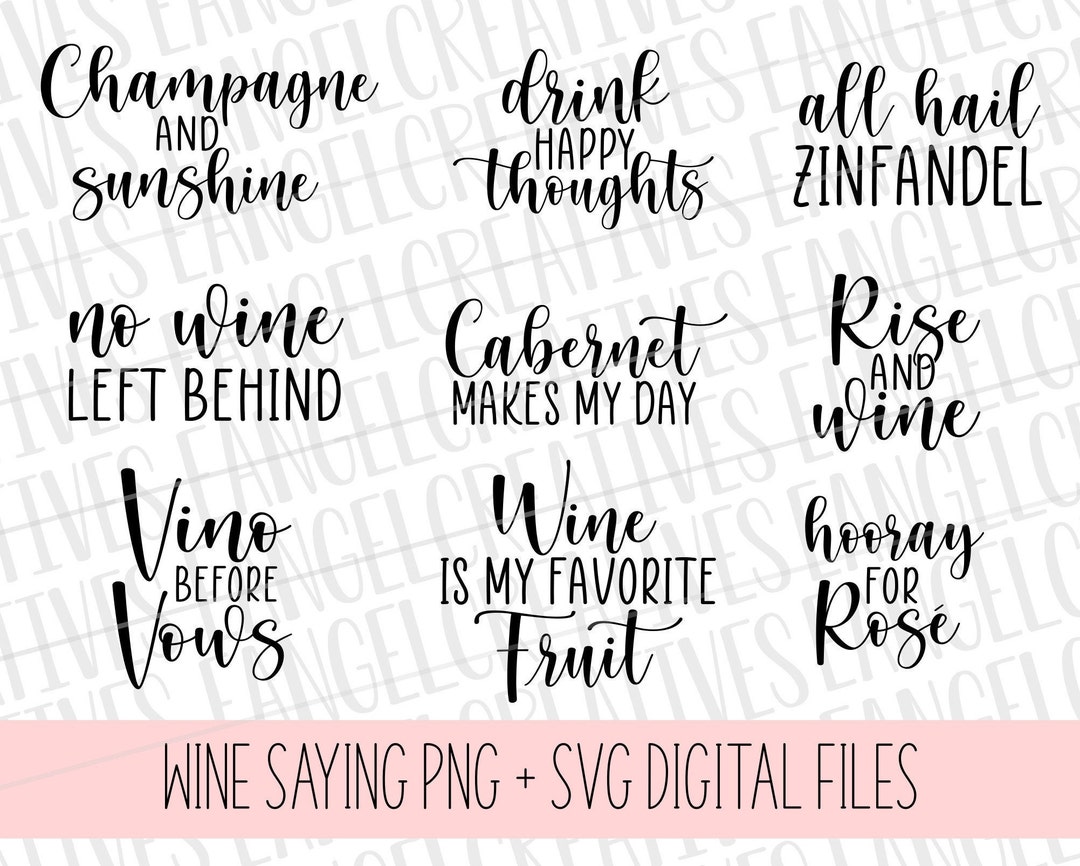 Wine Sayings II Digital File Bundle SVG PNG - Etsy