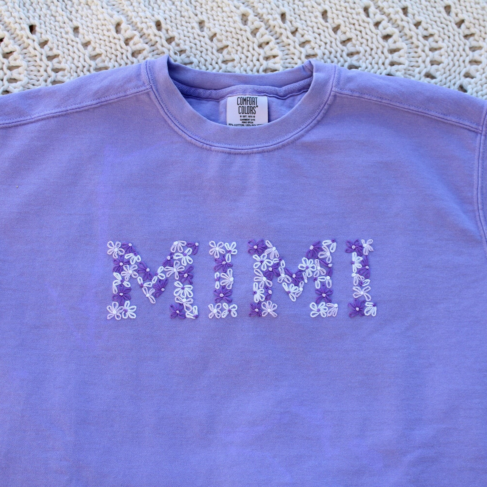 CUSTOM Floral Hand Embroidered Sweatshirt - Name, School, Numbers ...